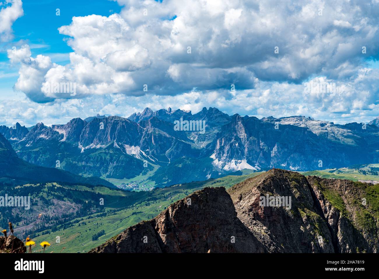 Monte Sief and Puez-Odle mountain group from Col di Lana mountain peak ...