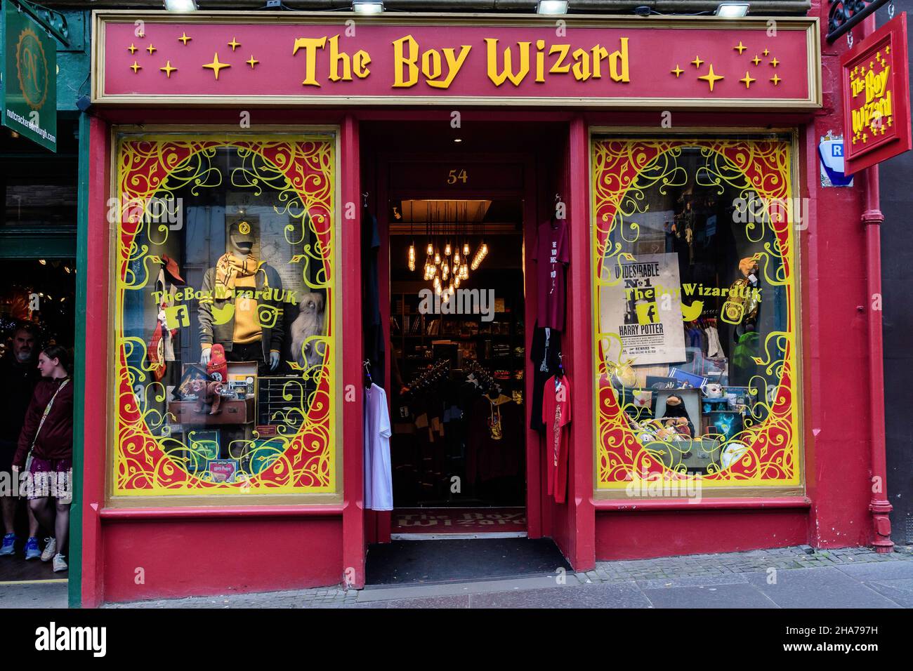 Edinburgh, Scotland, 11 June 2019: Main entry to The Boy Wizard store ...