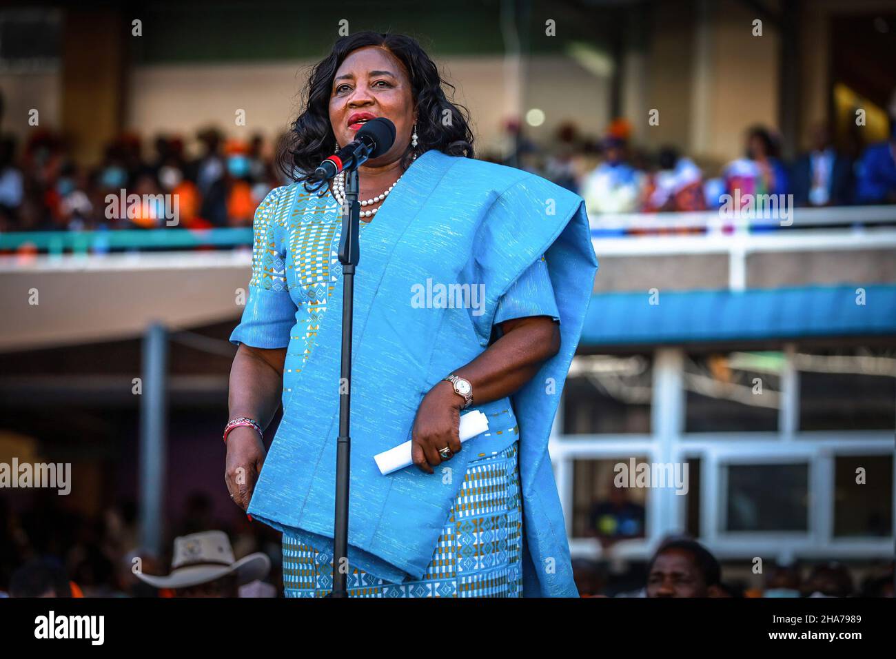 Former Prime Minister, Raila Odinga's wife Ida Odinga addresses Kenyans during the Azimio la ...
