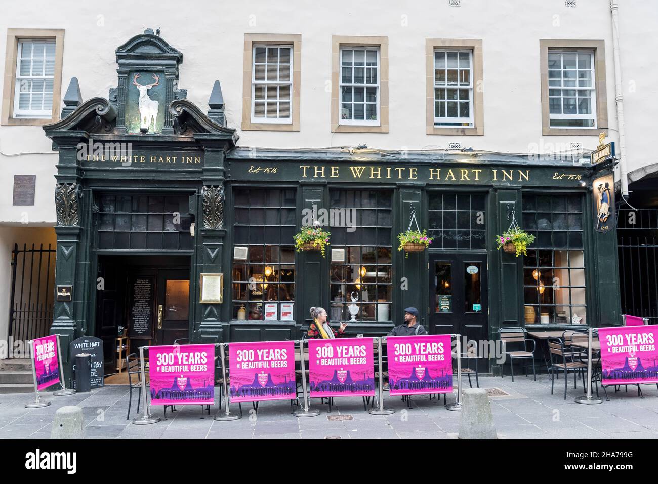 Edinburgh, Scotland, 13 June 2019: Main entry to The White Hart Inn pub ...