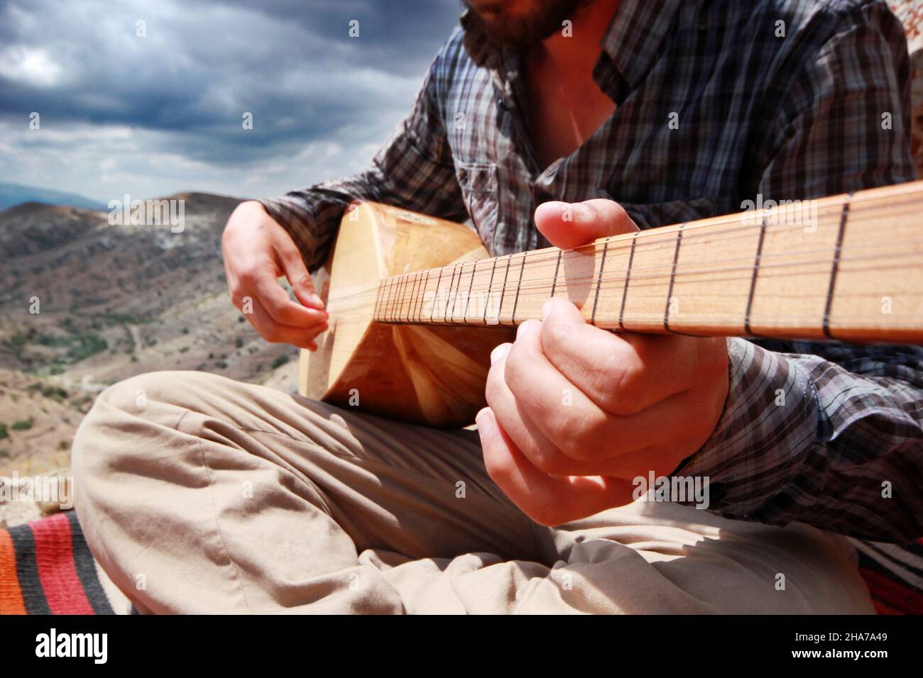 Turkish musical instrument string instrument bağlama Stock Photo - Alamy