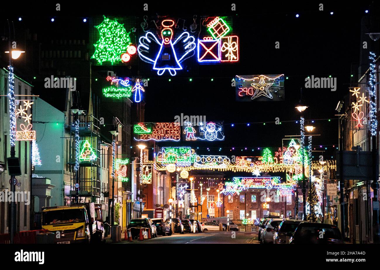 Christmas lights along the High Street in Dunbar, East Lothian. Picture ...