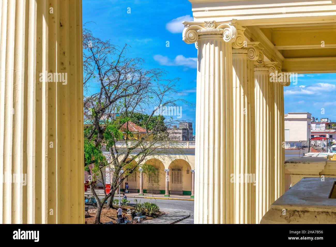 Old architecture detail of the Jose Marti public library facade which ...