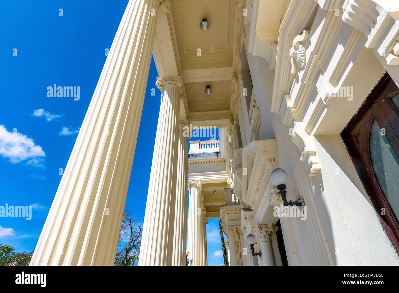 Old architecture detail of the Jose Marti public library facade which ...