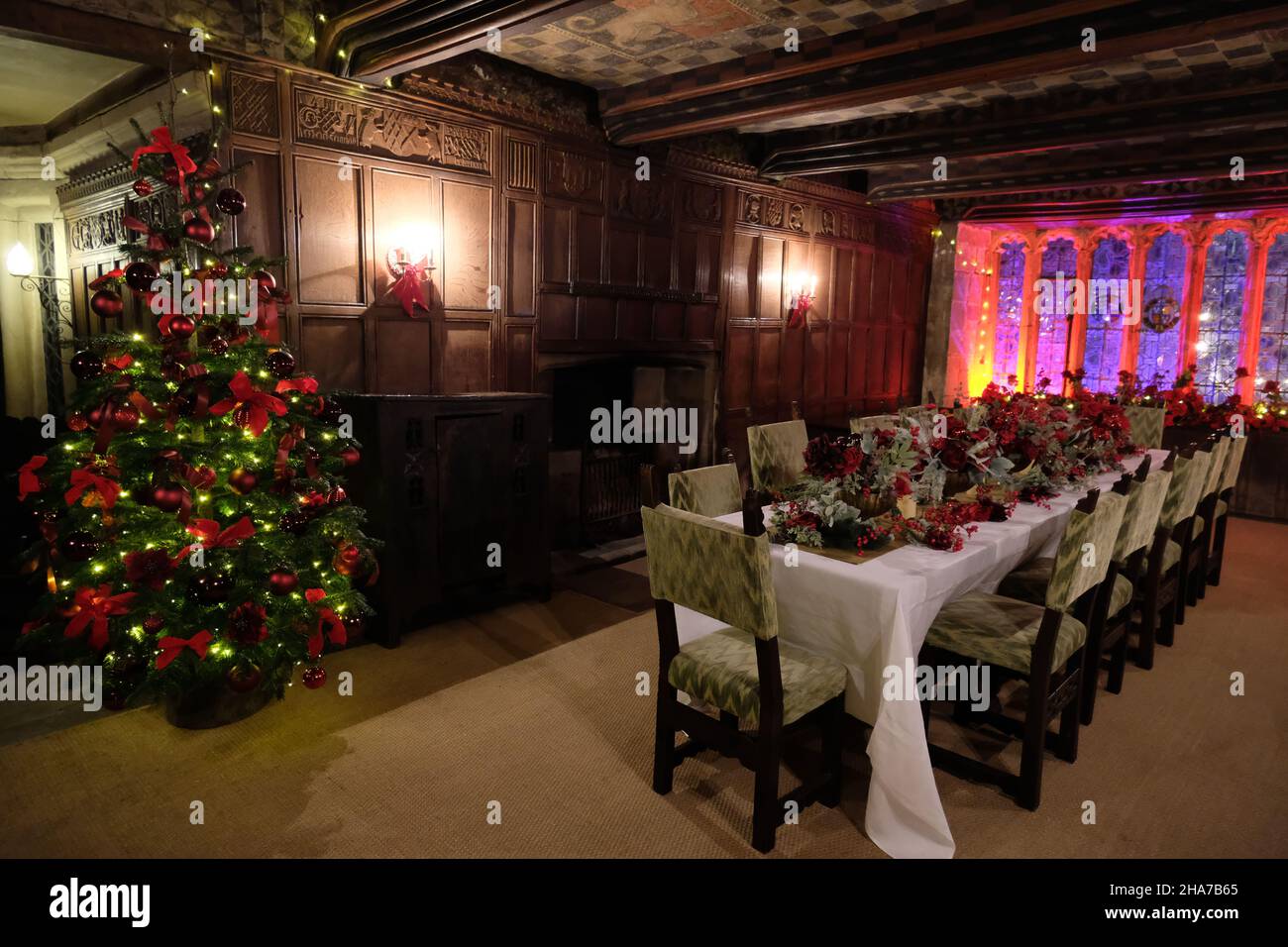 Parlour at Haddon Hall near Bakewell, Derbyshire medieval manor house ...