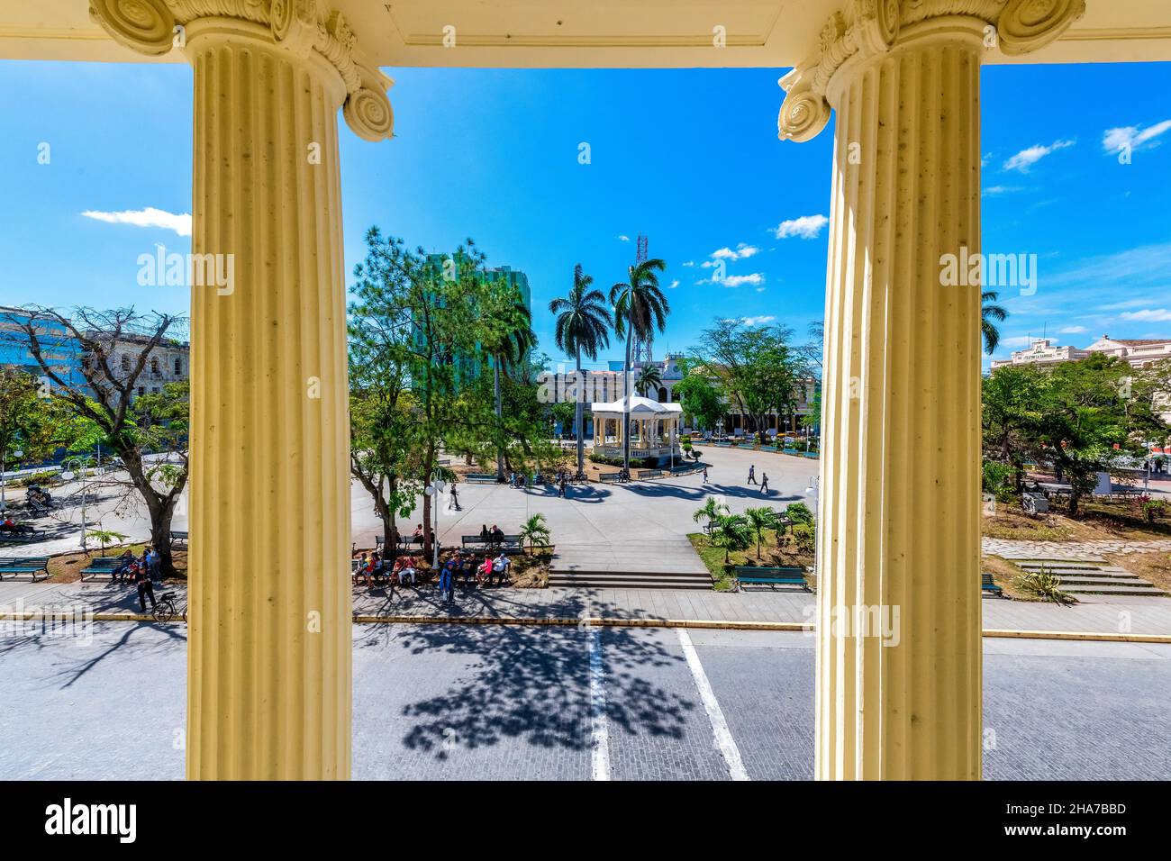Old architecture detail of the Jose Marti public library facade which ...