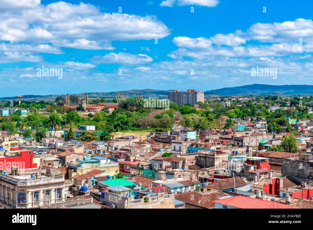 Aerial view of the Santa Clara skyline and cityscape including the ...