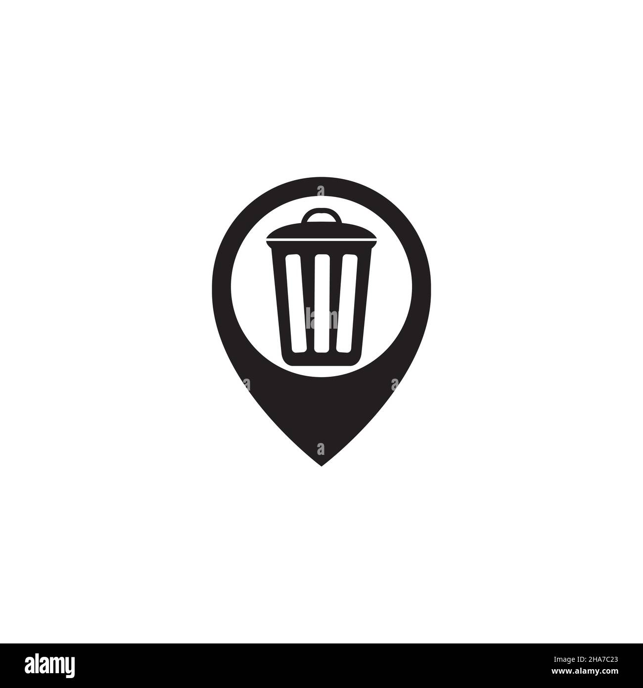 rubbish bin dump with pin map location logo symbol icon vector graphic ...