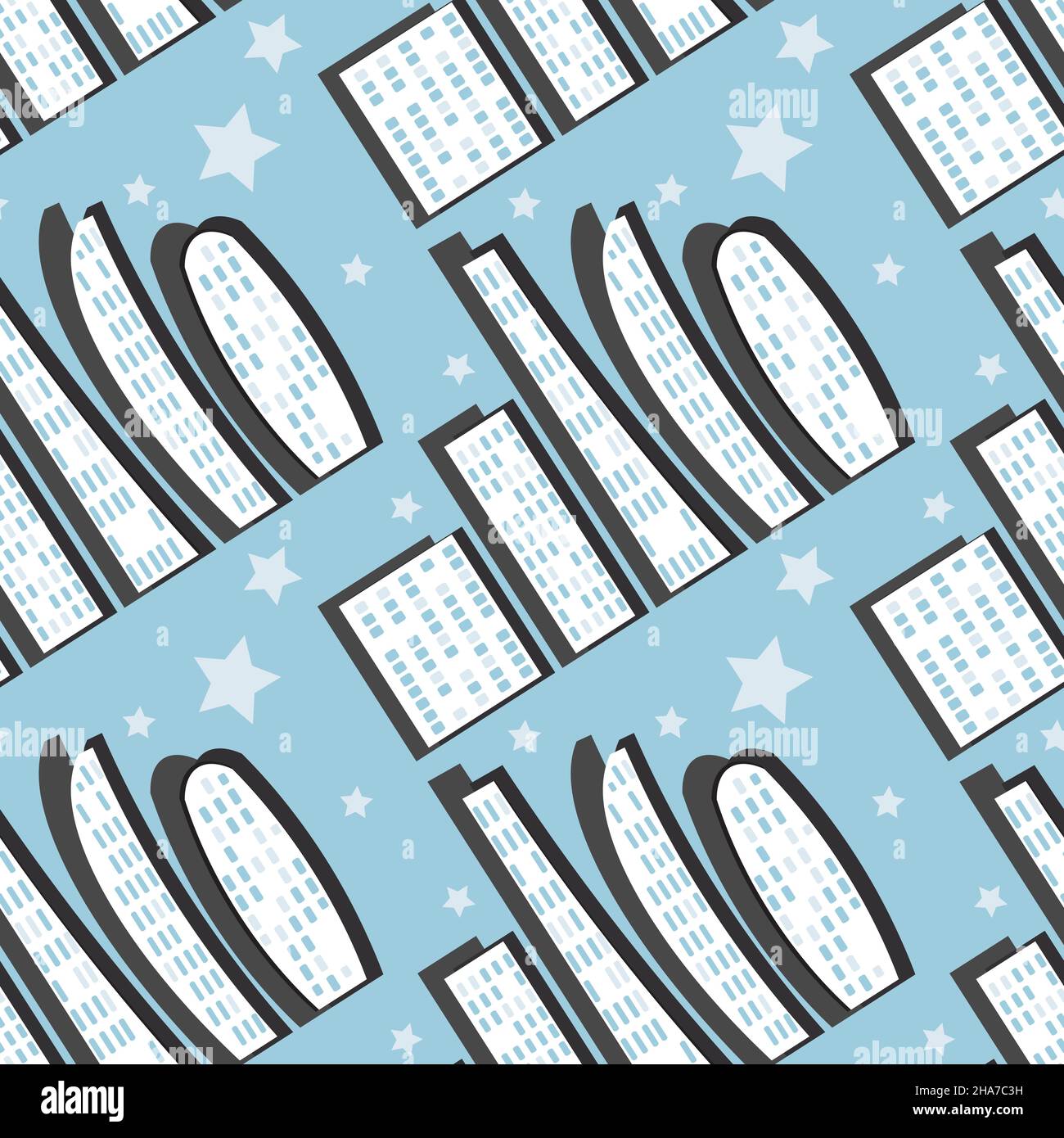Pattern, endless ribbon on a square background - a stylized night city ...