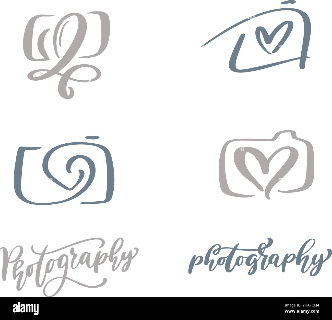 Calligraphy set of camera photography logo icon vector template ...