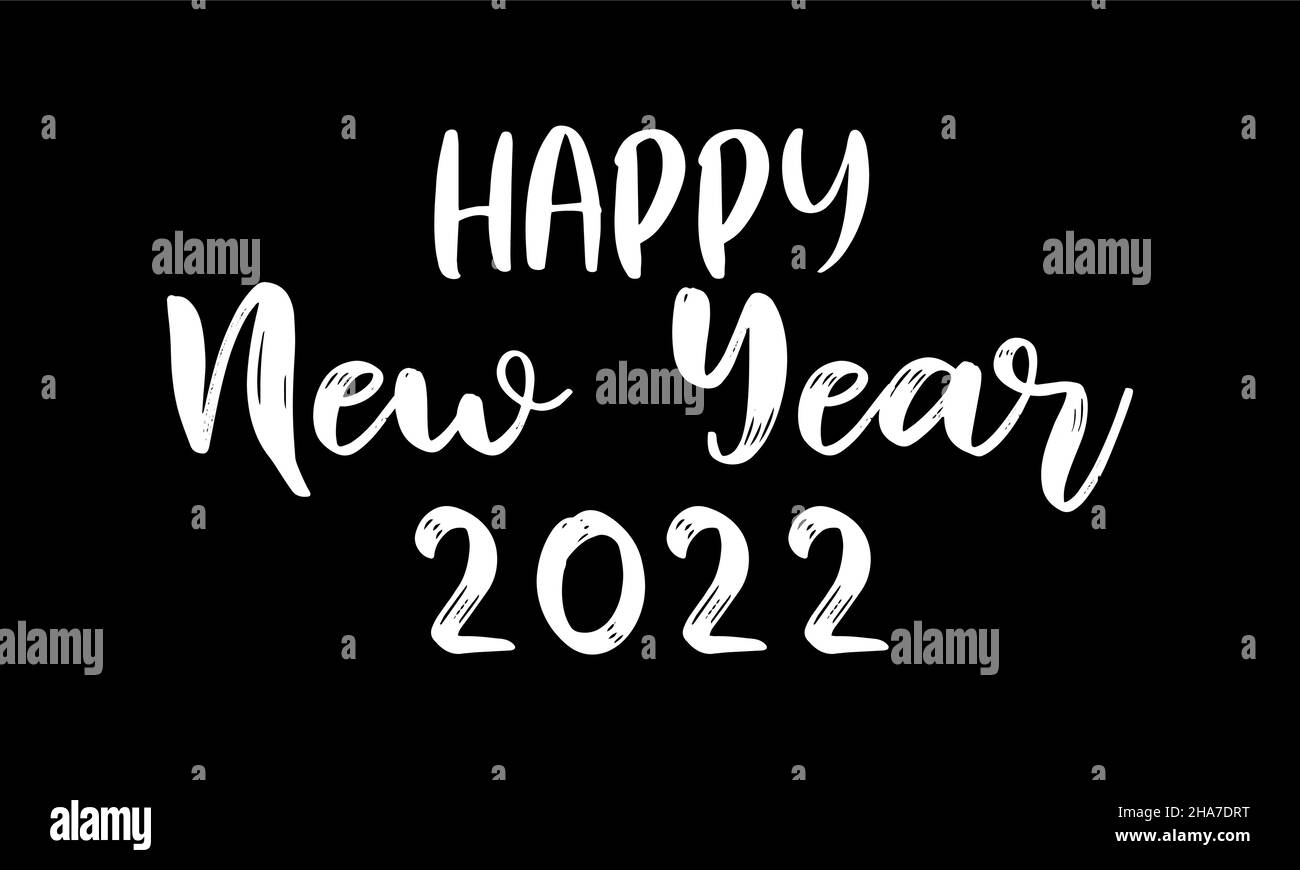 Hand sketched HAPPY NEW YEAR quote. Lettering for poster, sticker ...