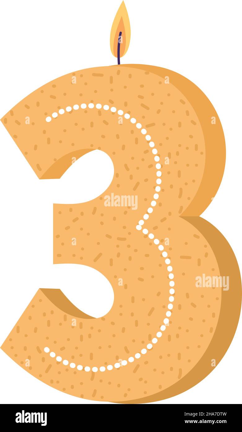 three birthday candle Stock Vector Image & Art - Alamy
