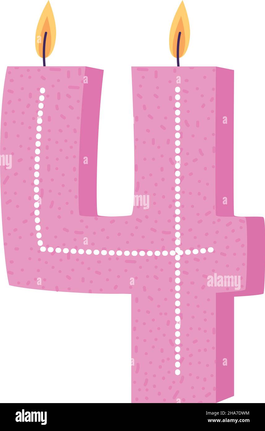 four birthday candle Stock Vector Image & Art - Alamy