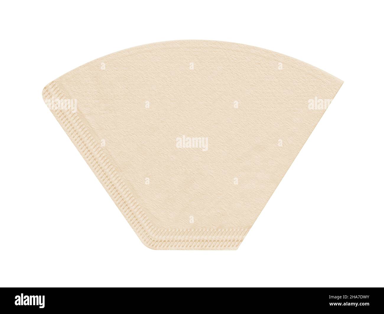 Closeup of a typical coffee paper filter isolated on white background ...