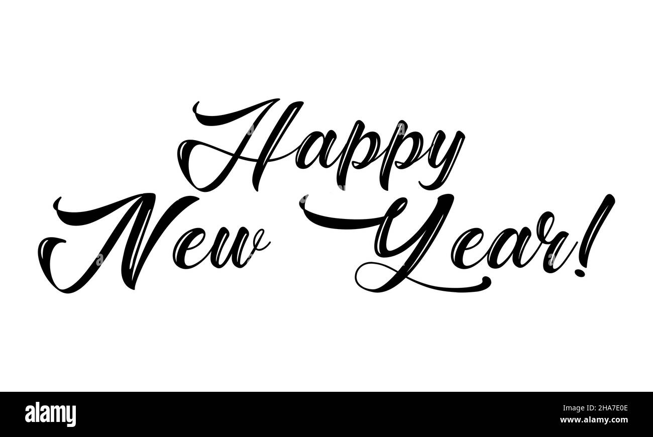 Hand sketched HAPPY NEW YEAR quote. Lettering for poster, sticker ...