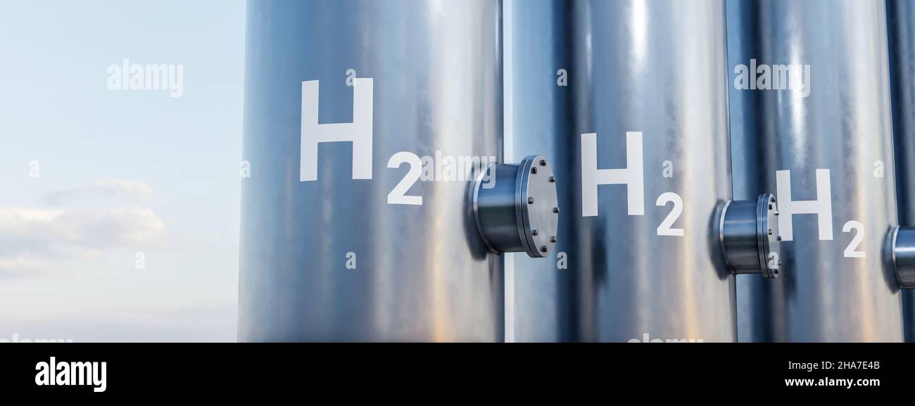 3D illustration of modern hydrogen tanks for renewable energy Stock ...