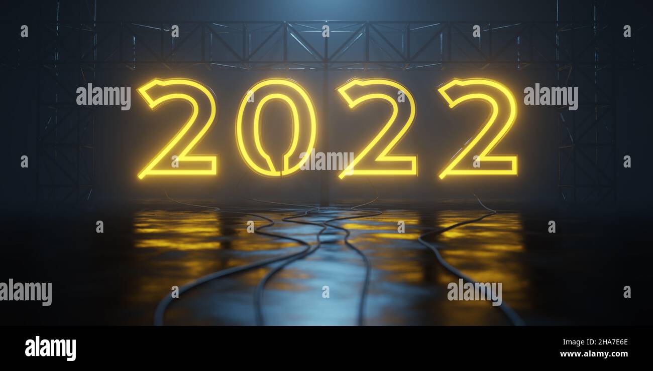 3D illustration of a typical neon light 2022 sign Stock Photo - Alamy