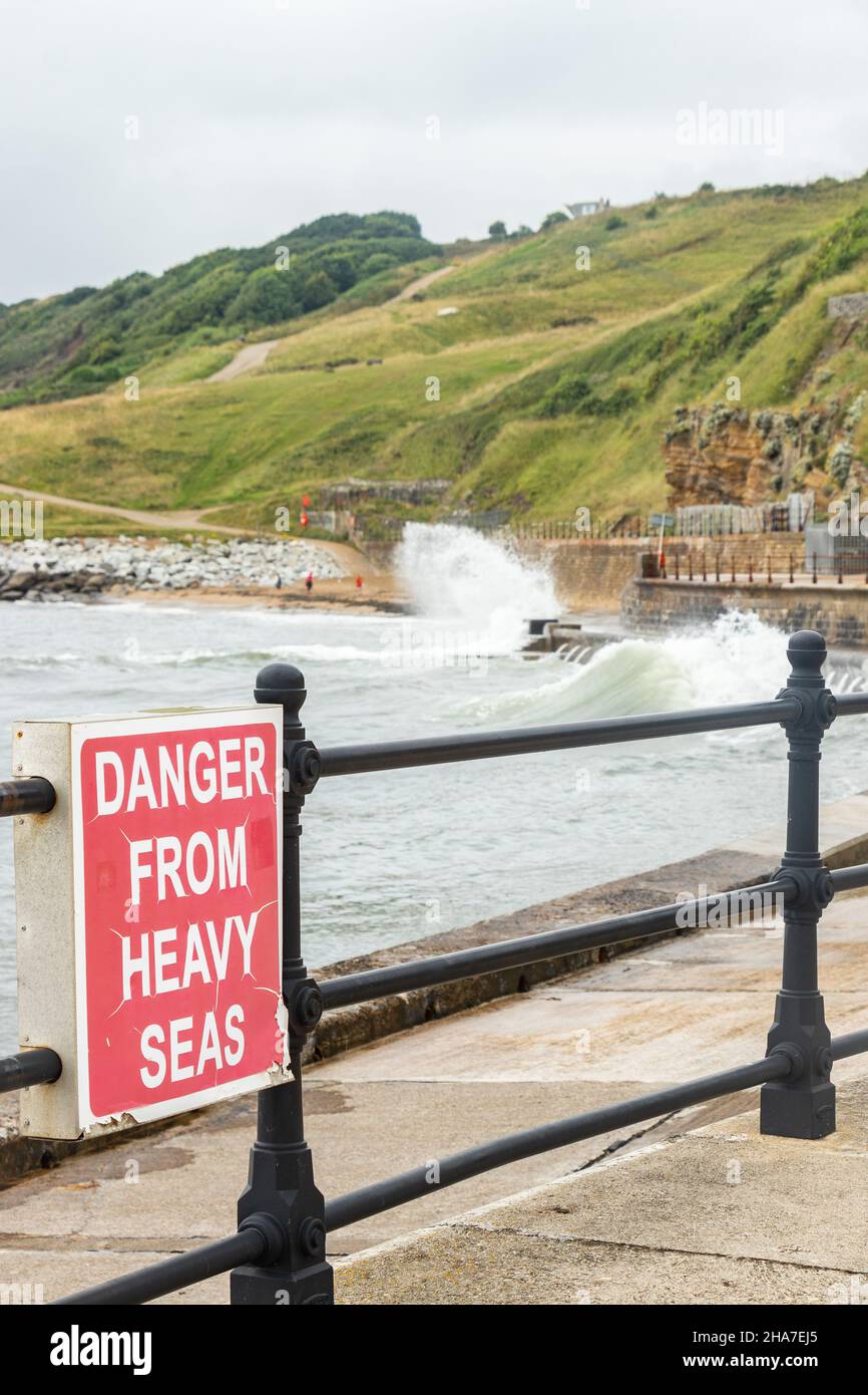 danger from heavy seas warning sign Stock Photo - Alamy