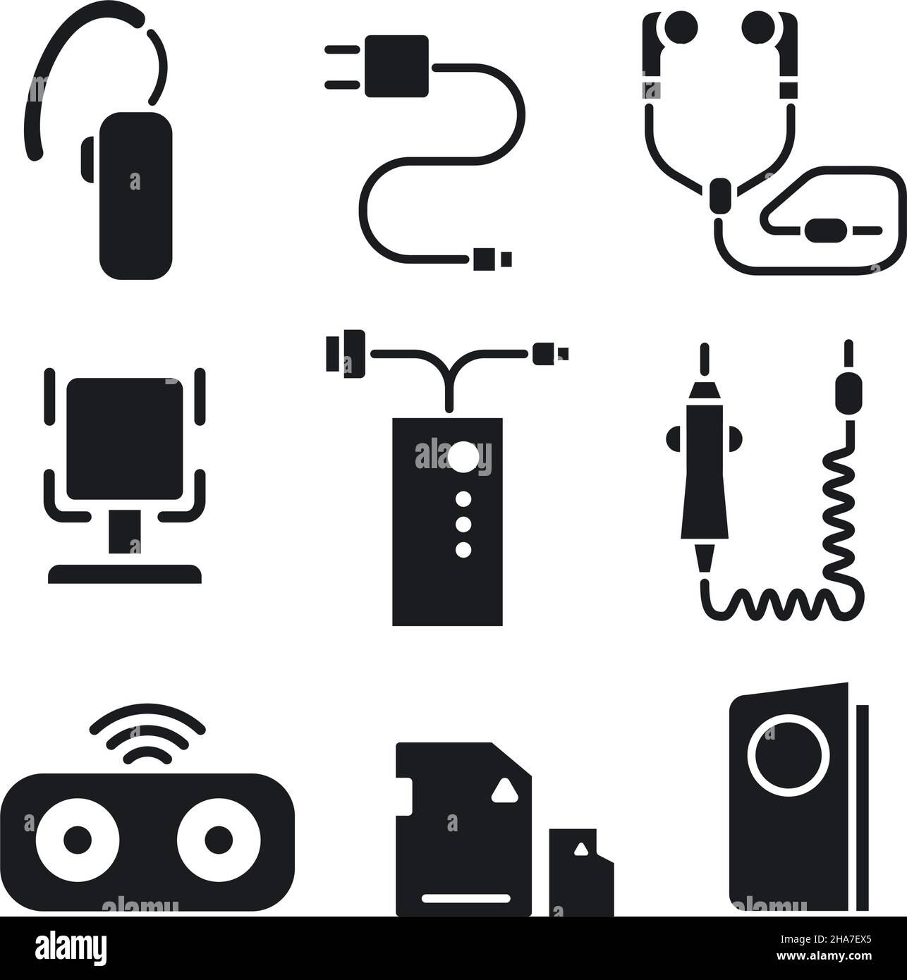 mobile phone accessories and digital equipments icons set Stock Vector ...