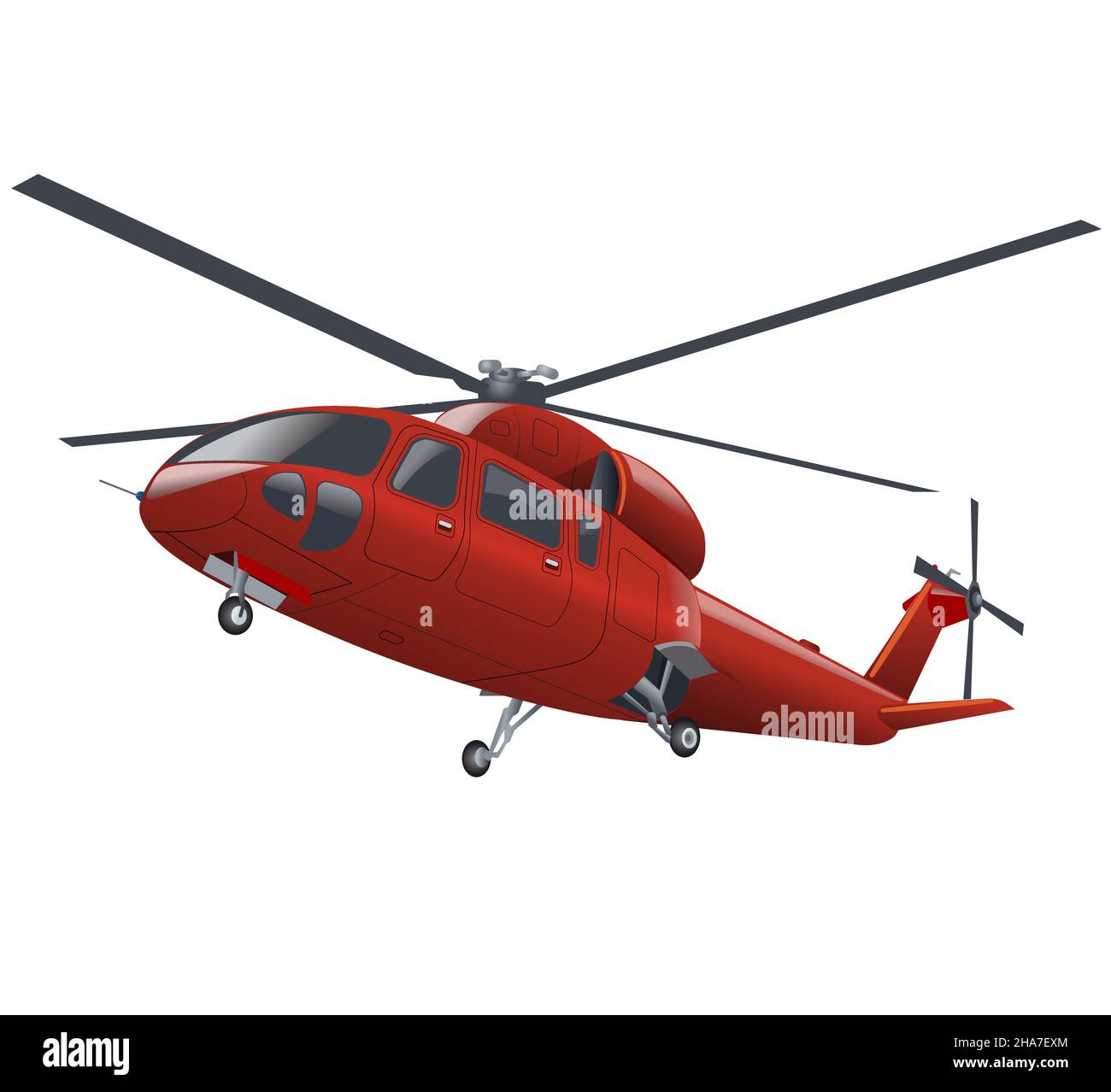 red helicopter flying in the air illustration Stock Vector Image & Art ...