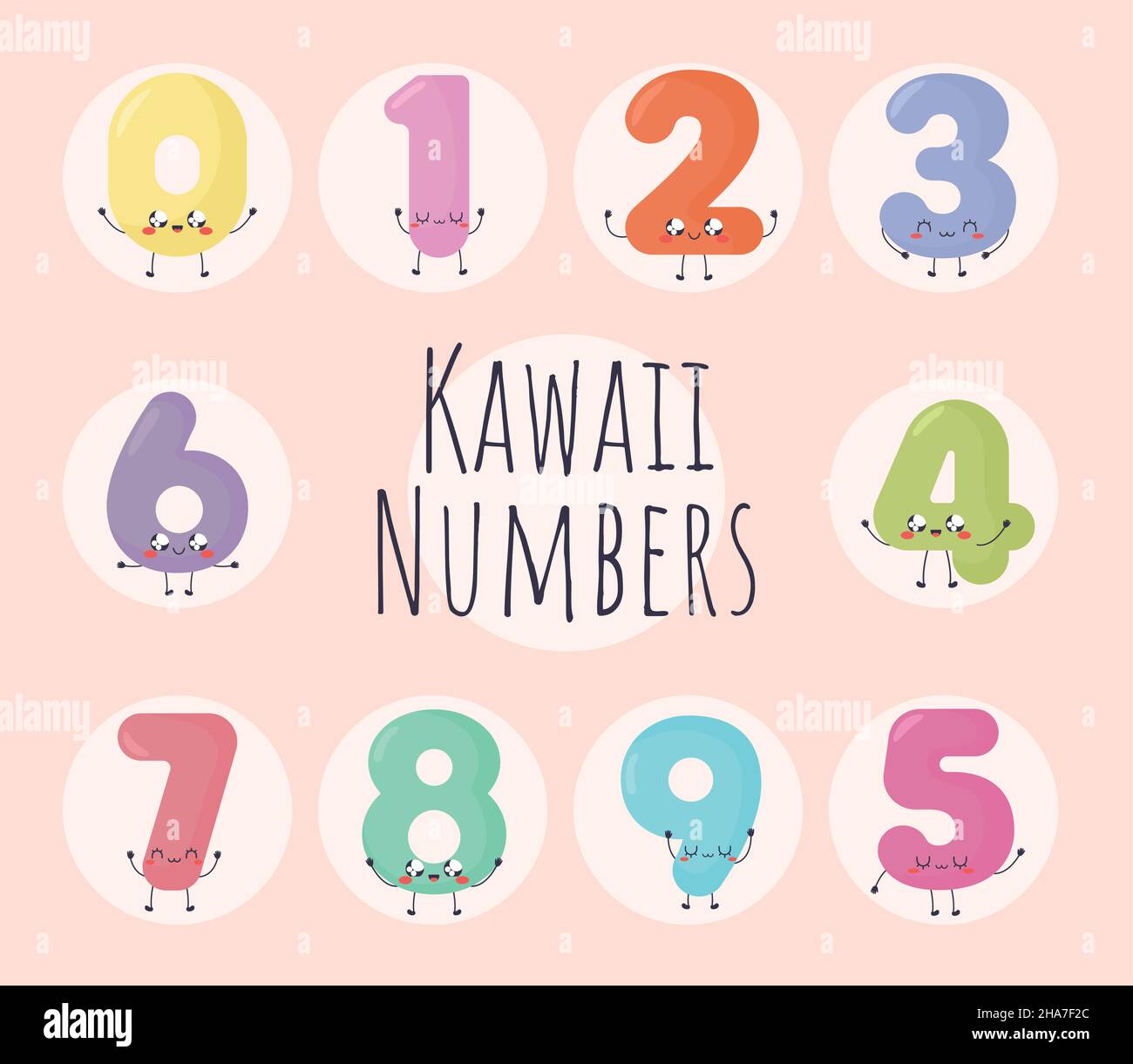 kawaii numbers card Stock Vector Image & Art - Alamy