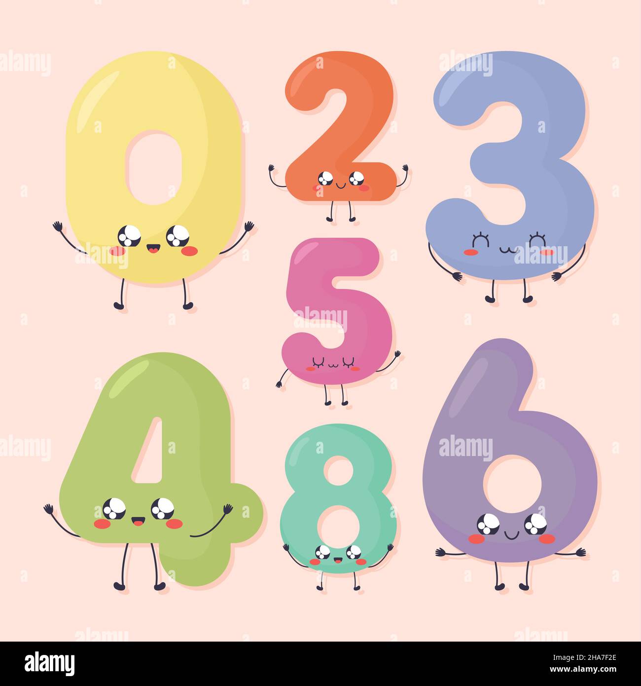 seven kawaii numbers Stock Vector Image & Art - Alamy