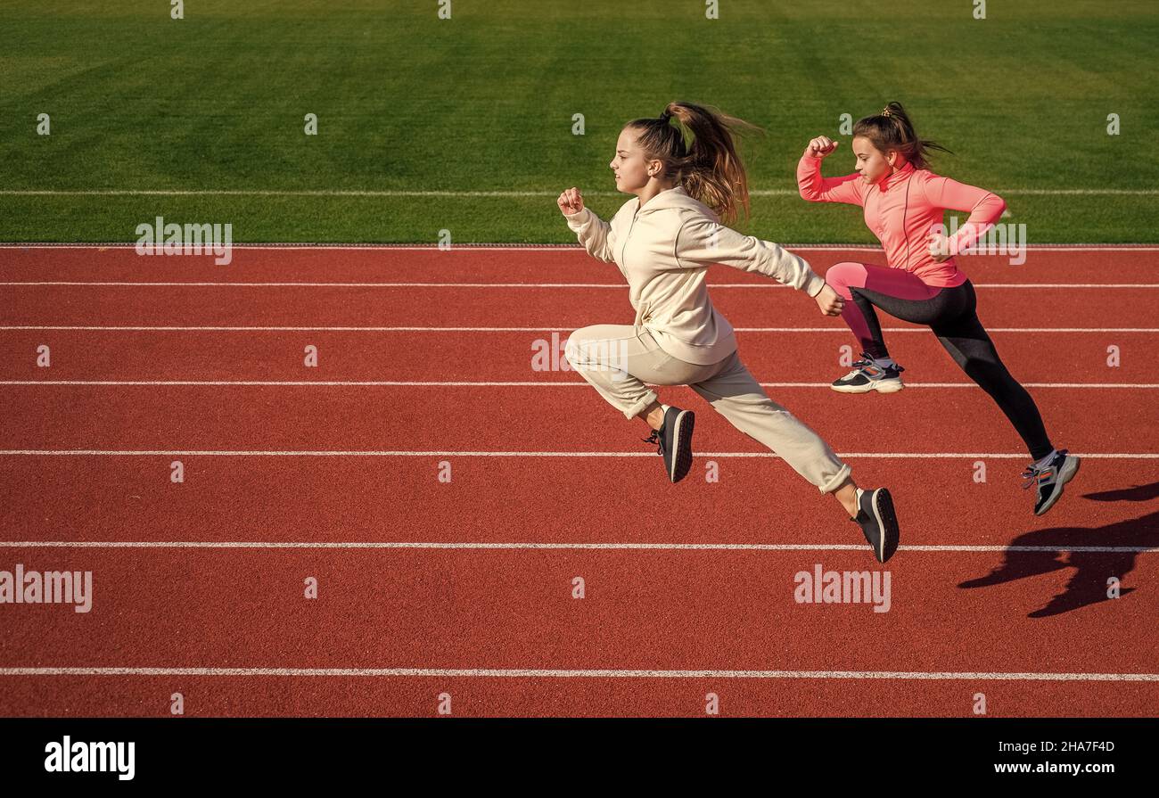 stamina. teenage girls run marathon. runner on race competition ...