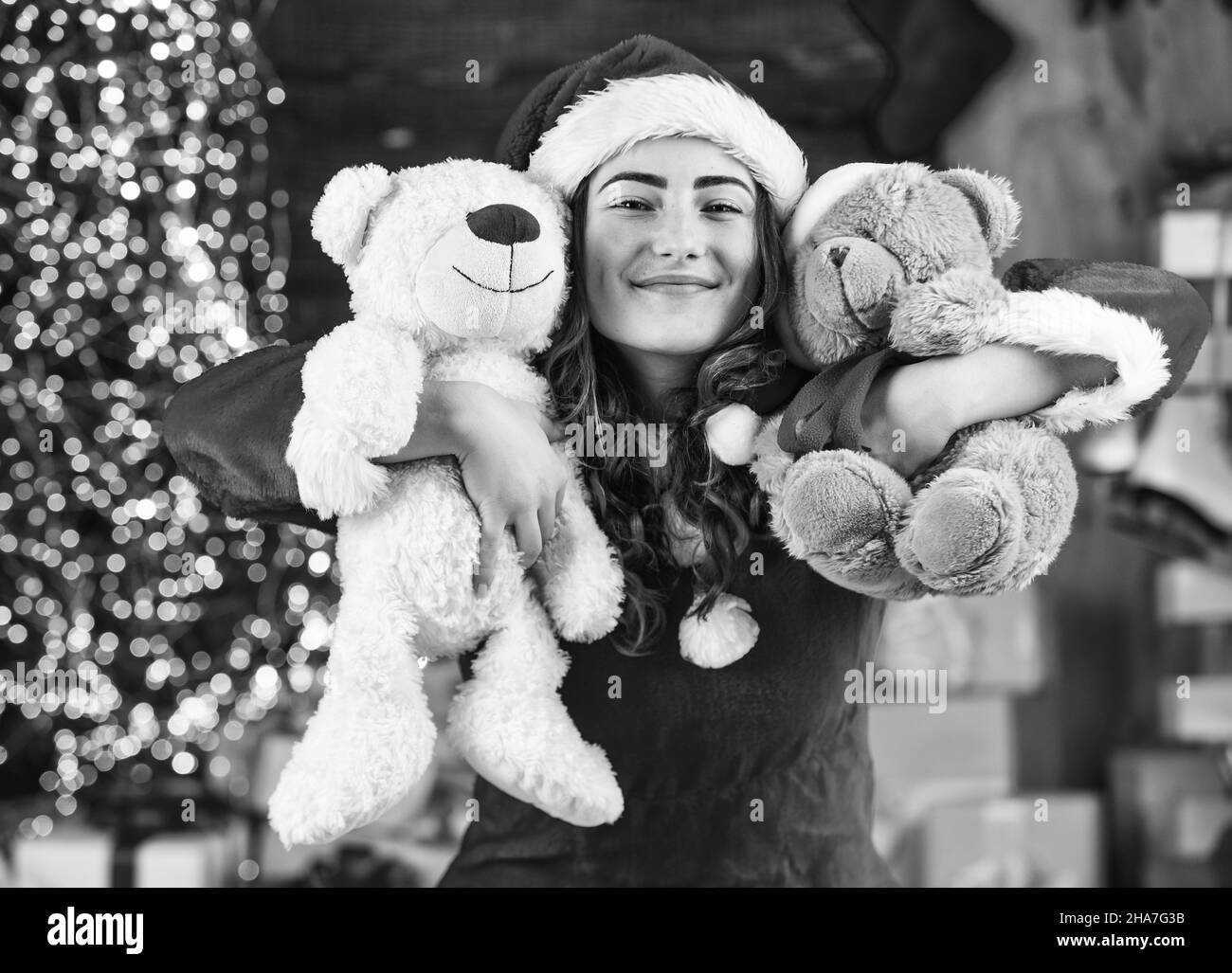 Christmas holiday positive santa Black and White Stock Photos & Images ...