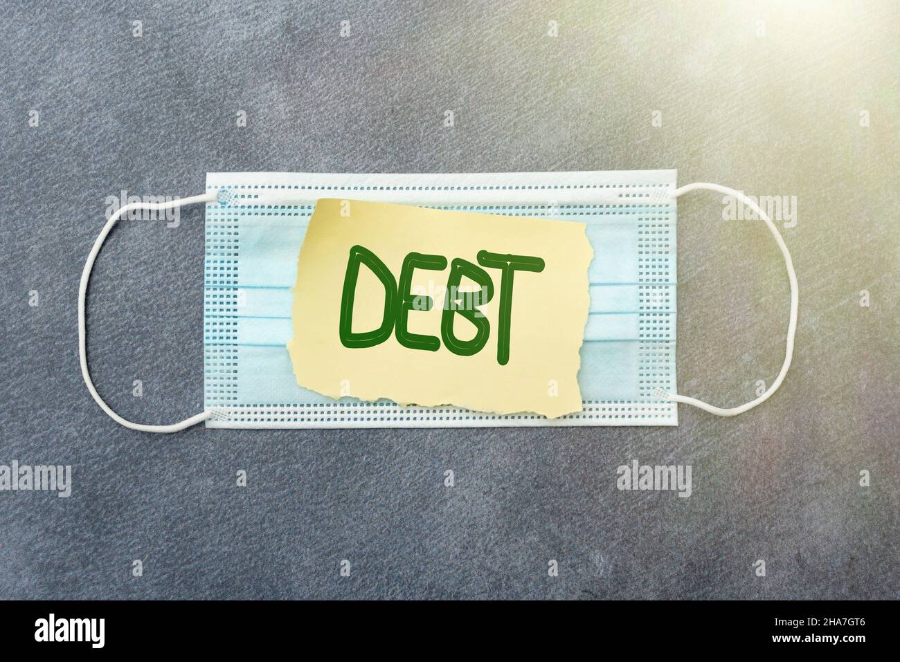Handwriting text Debt. Word Written on a sum of money that a person or ...
