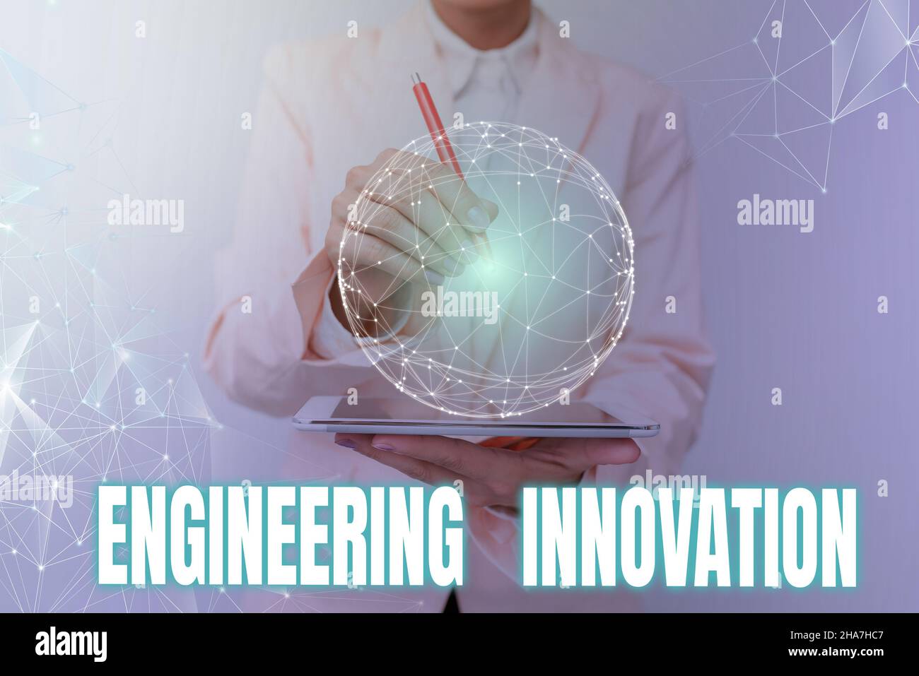 Text caption presenting Engineering Innovation. Conceptual photo ...
