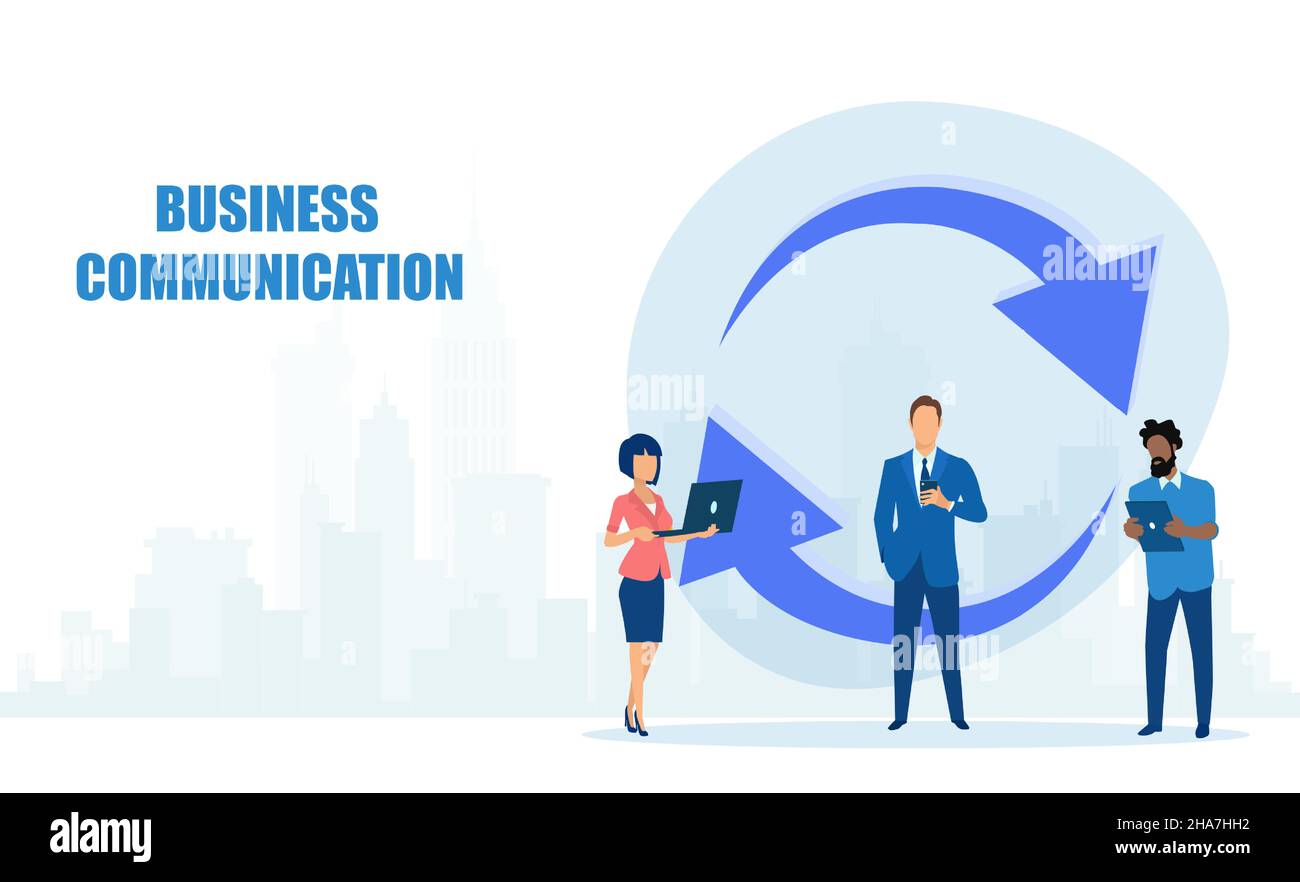 Vector of business people using web communication tools Stock Vector ...