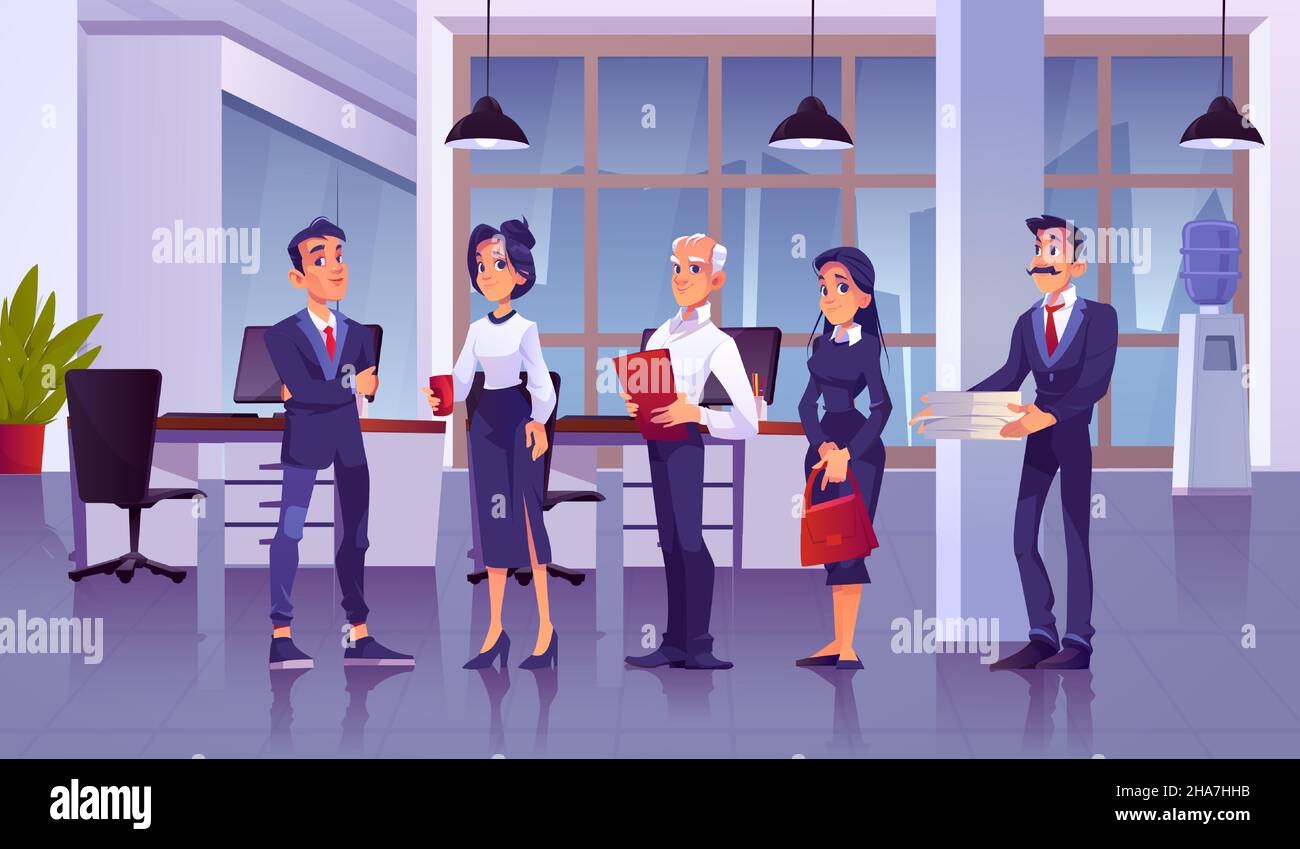 Vector of cartoon characters of business people group in a modern ...