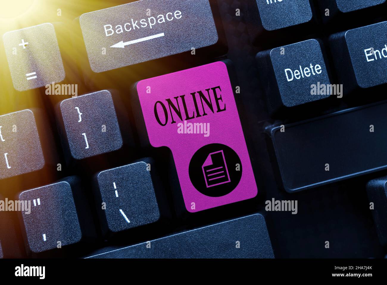 Text caption presenting Online. Internet Concept the computer or device ...