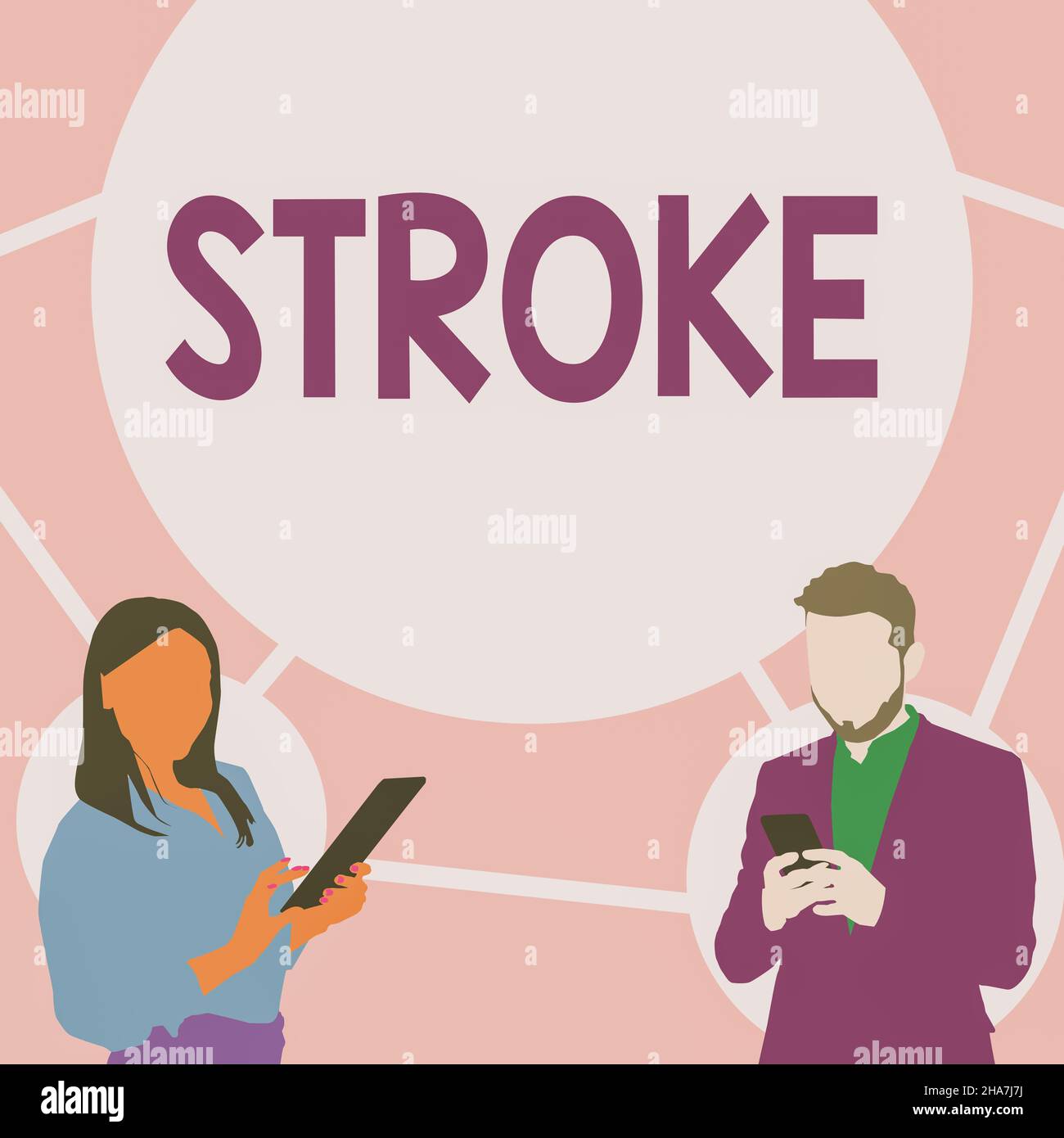 Text sign showing Stroke. Word for Patients losing consciousness due to ...