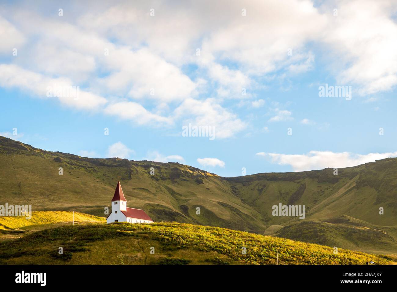 Church on the hill in the village of Vik Stock Photo - Alamy