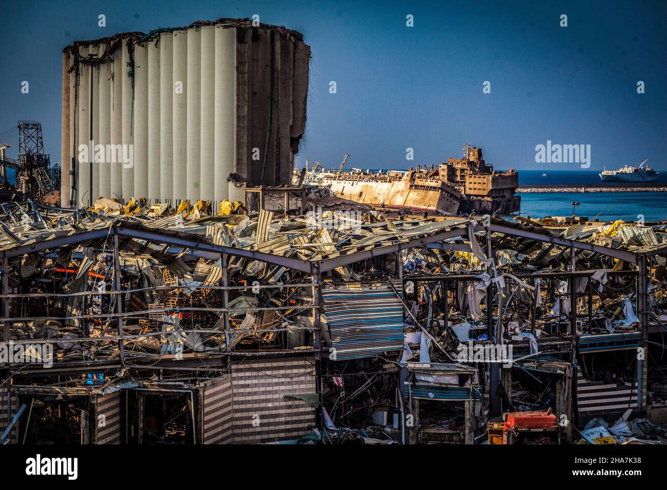 BEIURT, LEBANON - Aug 06, 2020: The port of Beirut with damaged ...