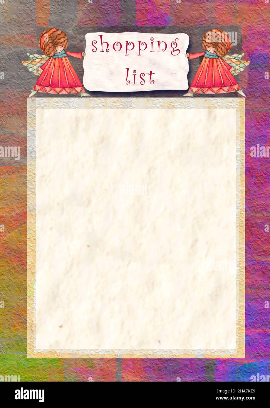 Background with space for shopping list Stock Photo - Alamy