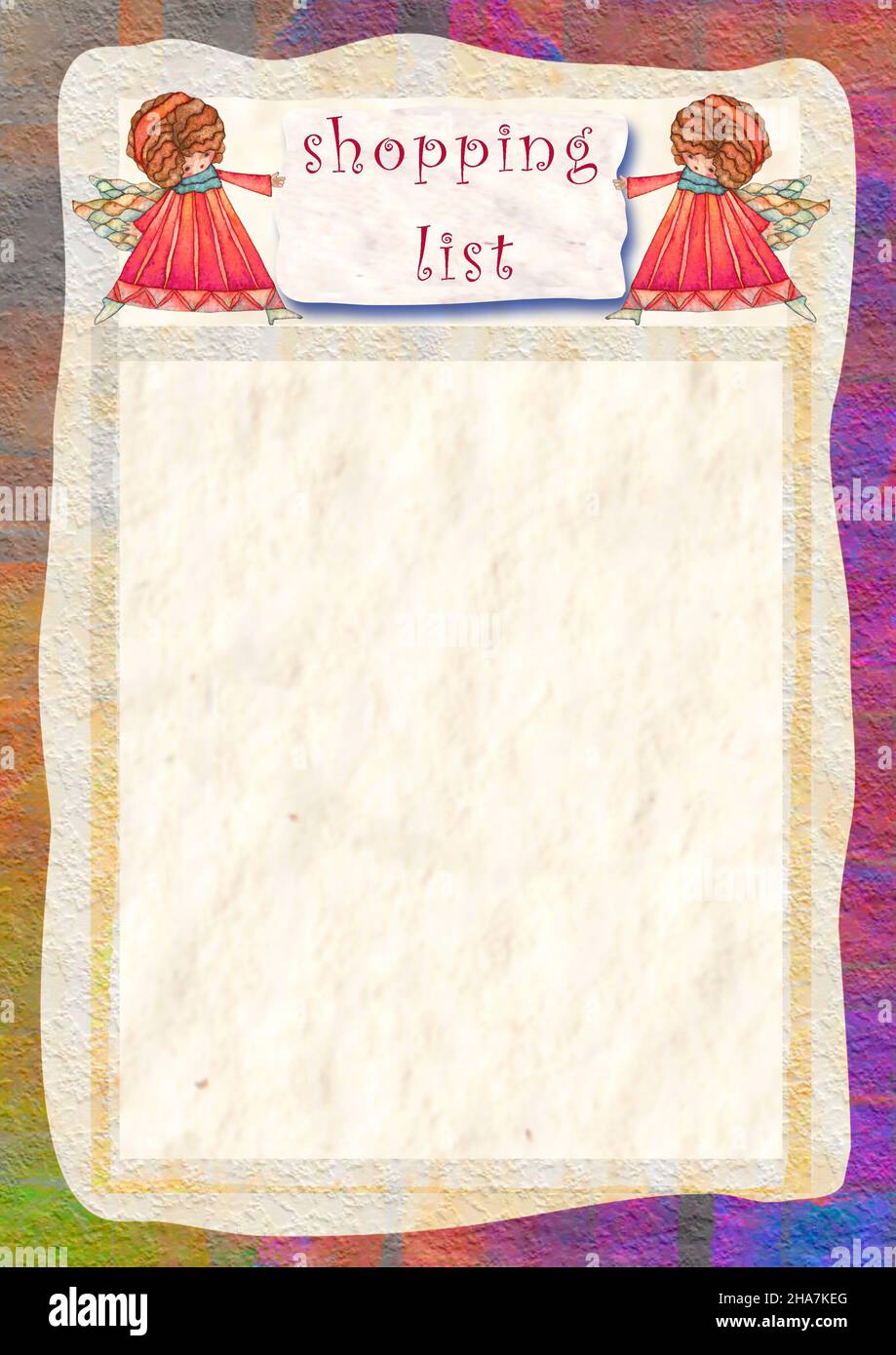 Background with space for shopping list Stock Photo - Alamy