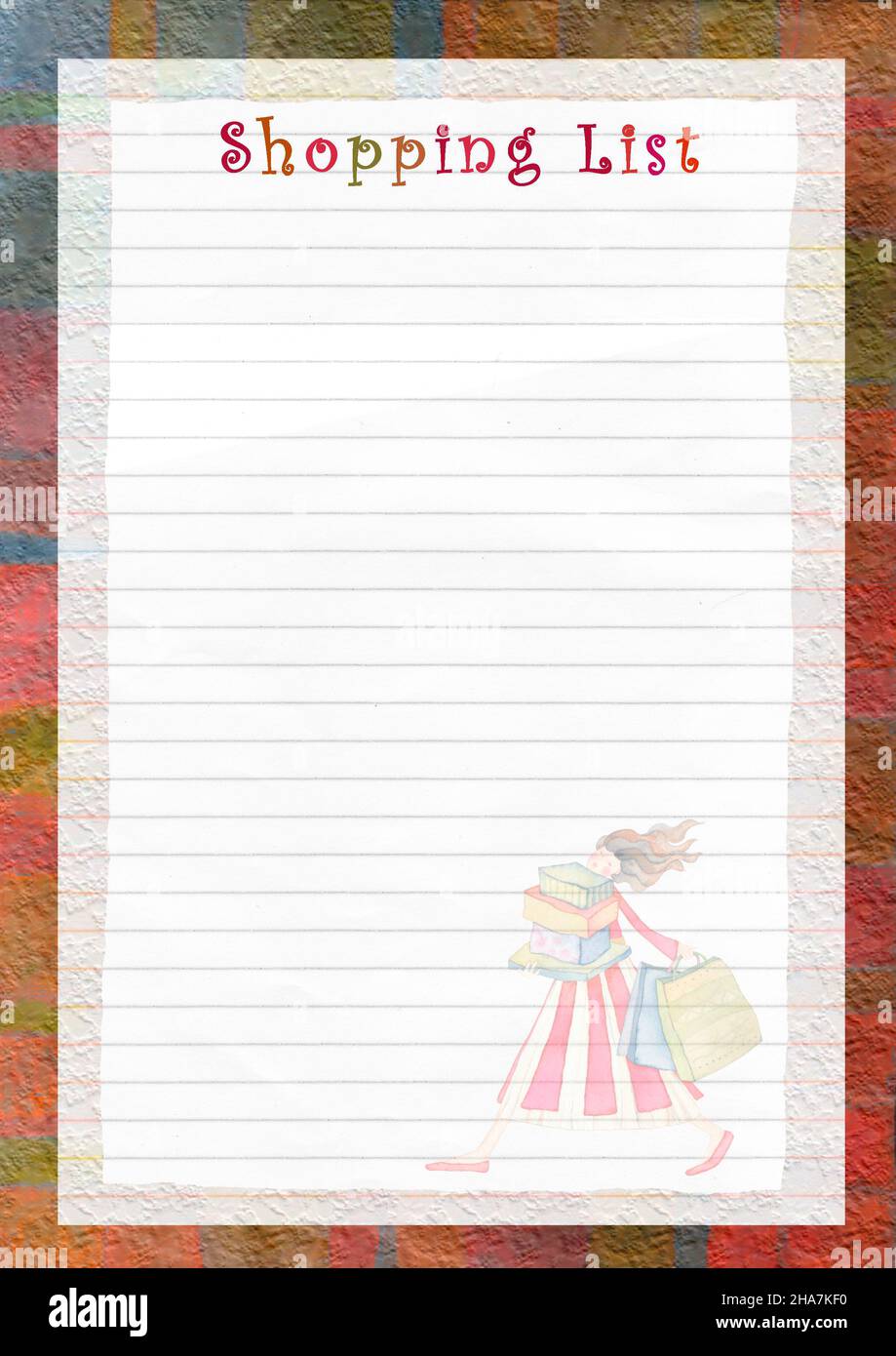 Background with space for shopping list Stock Photo - Alamy