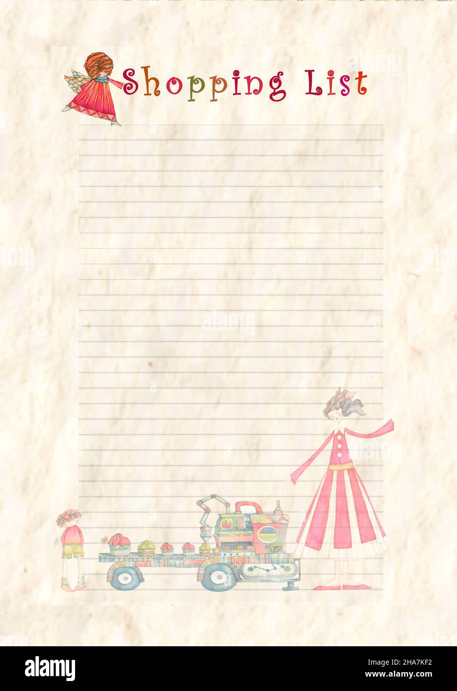 Background with space for shopping list Stock Photo - Alamy