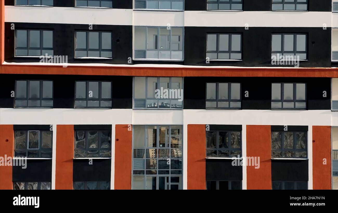 Aerial view of new modern, colorful, high rise building, concept of ...