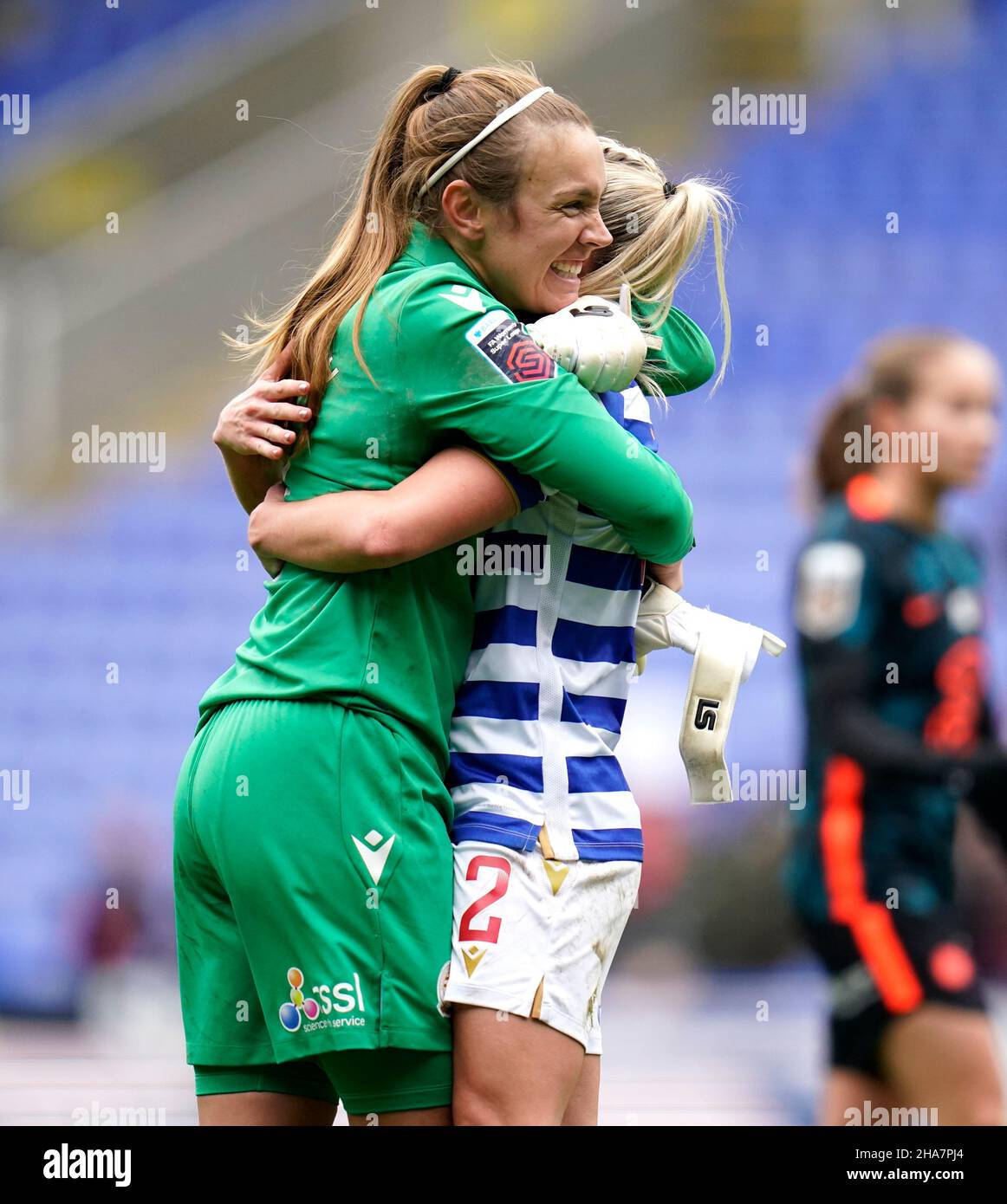 Reading goalkeeper Grace Moloney (left) and Faye Bryson celebrate at ...