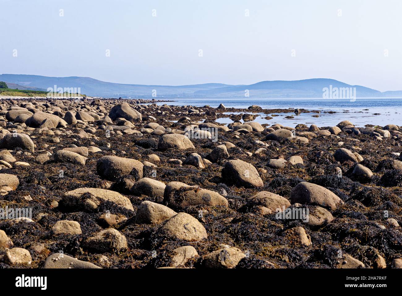 Pebble beach in summer at Machrie Bay on the Isle of Arran in Scotland ...