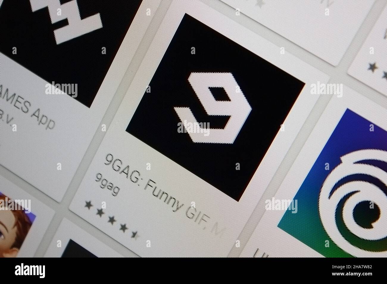 Ivanovsk, Russia - November 28, 2021: 9GAG app on the display of tablet ...