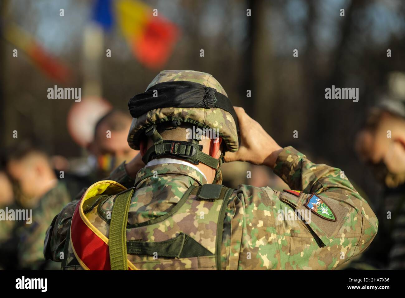 Bucharest, Romania - 1 December, 2021: Romanian army soldiers prepare ...
