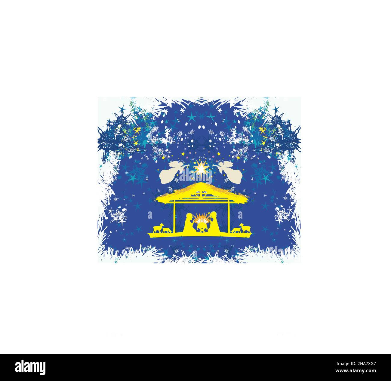 Christmas religious nativity scene - decorative holiday card Stock ...