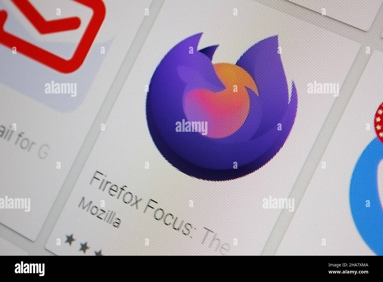 Ivanovsk, Russia - November 28, 2021: Firefox Focus app on the display ...