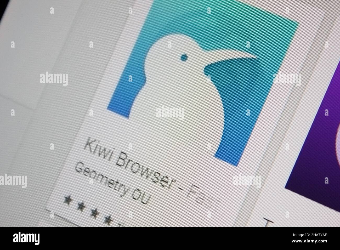 Ivanovsk, Russia - November 28, 2021: Kiwi Browser app on the display ...
