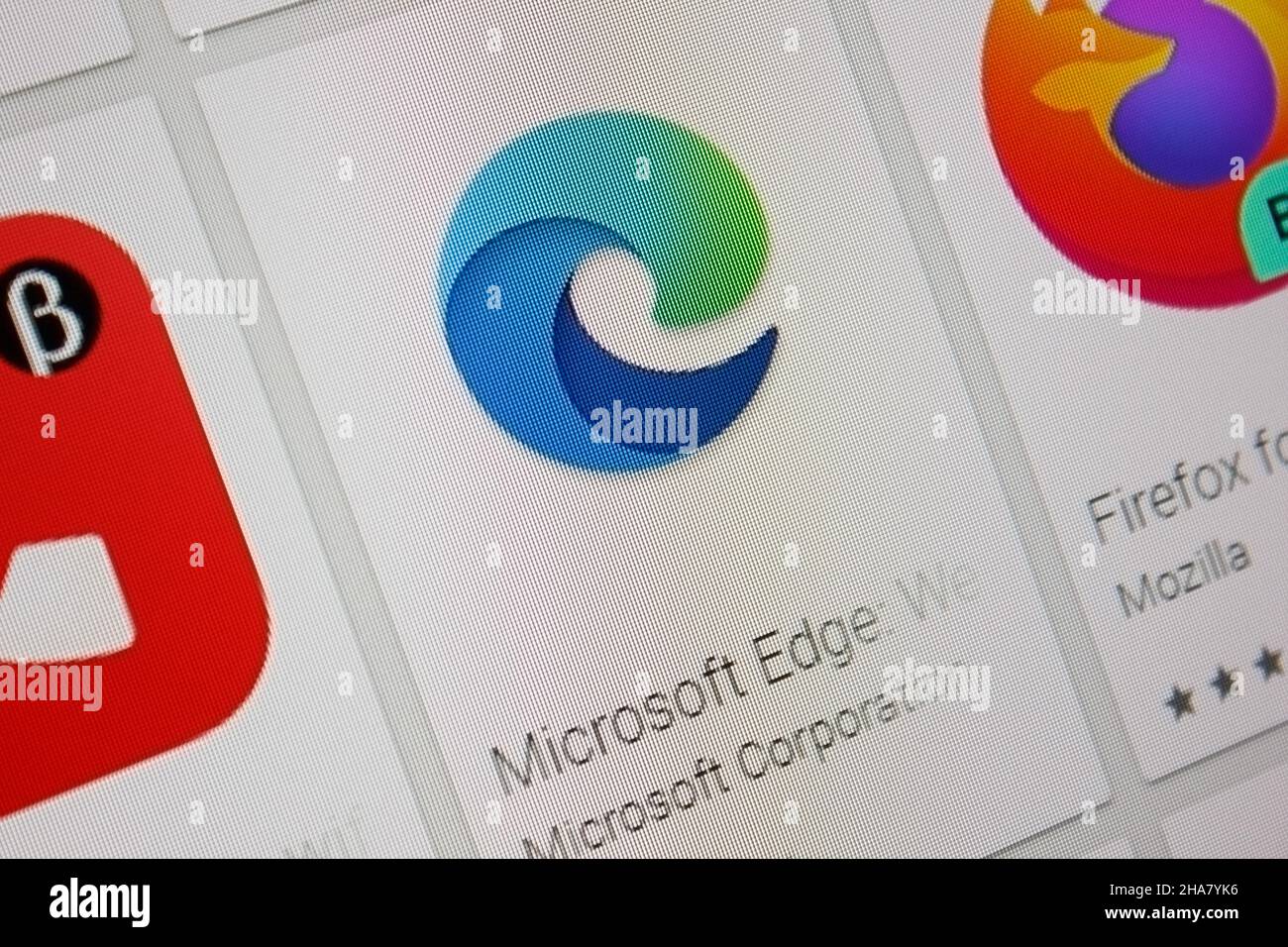Ivanovsk, Russia - November 28, 2021: Microsoft Edge app on the display ...