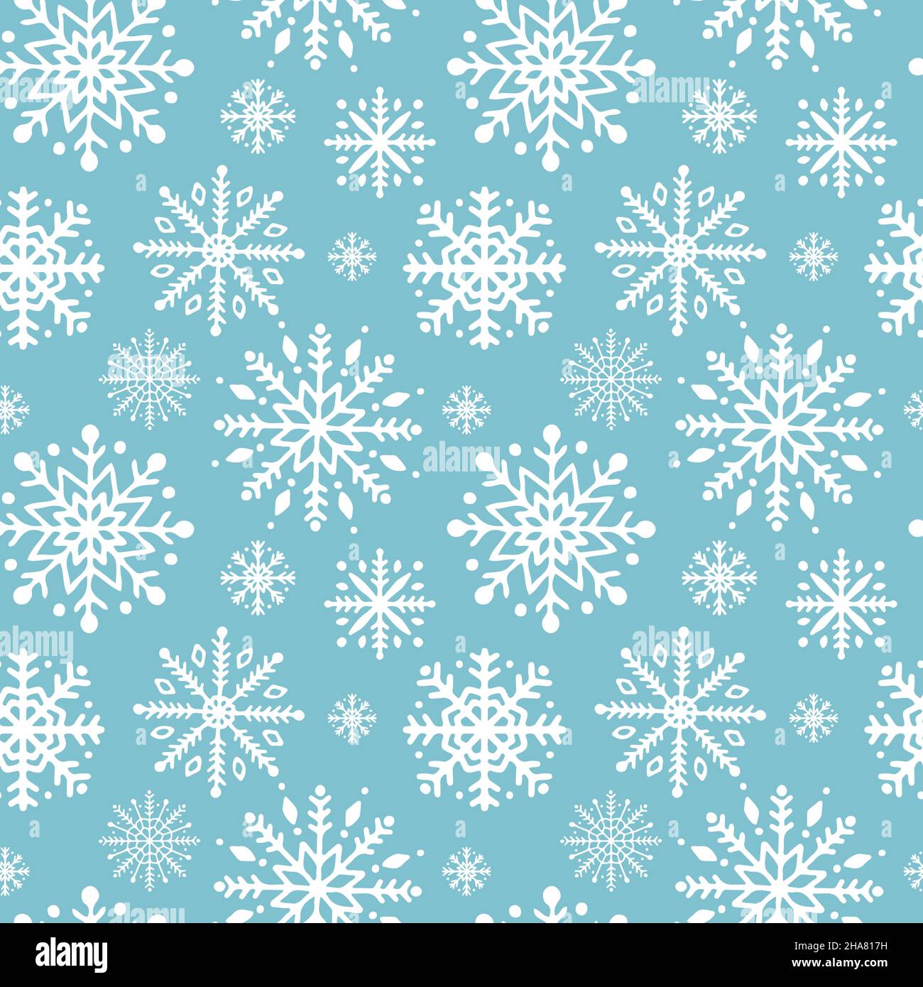 Winter snowflakes seamless pattern. Ice blue vector background. Easy to ...
